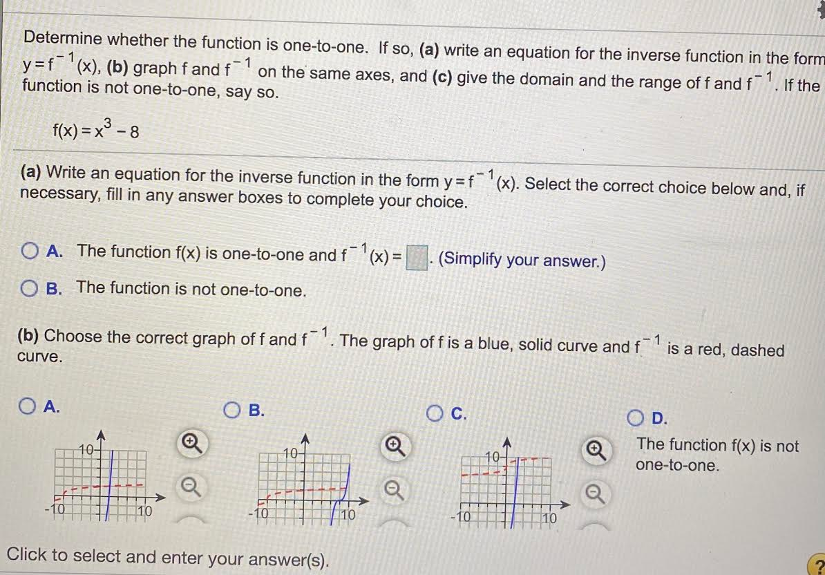 Solved Determine Whether The Function Is One To One If So
