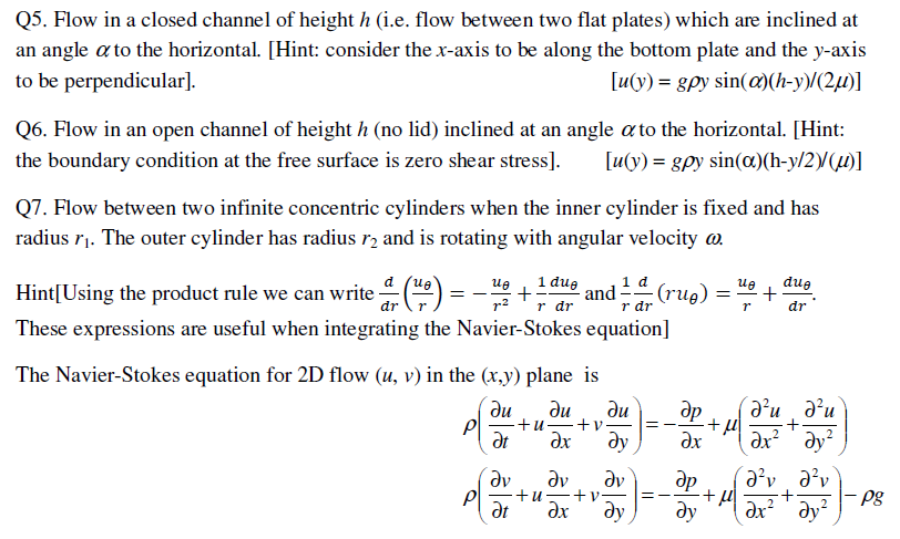 Solved Q5. Flow in a closed channel of height h (i.e. flow | Chegg.com