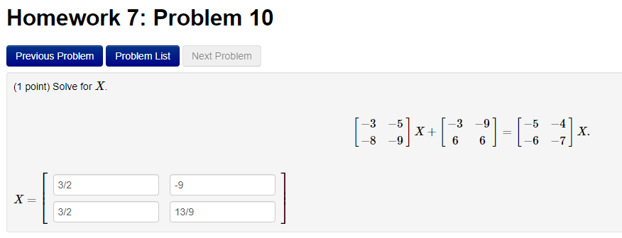 Solved Homework 7 Problem 10 Previous Problem Problem List