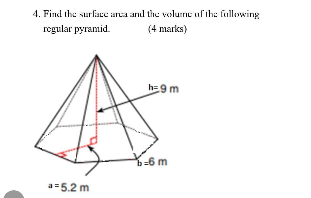 Solved 4. Find the surface area and the volume of the | Chegg.com