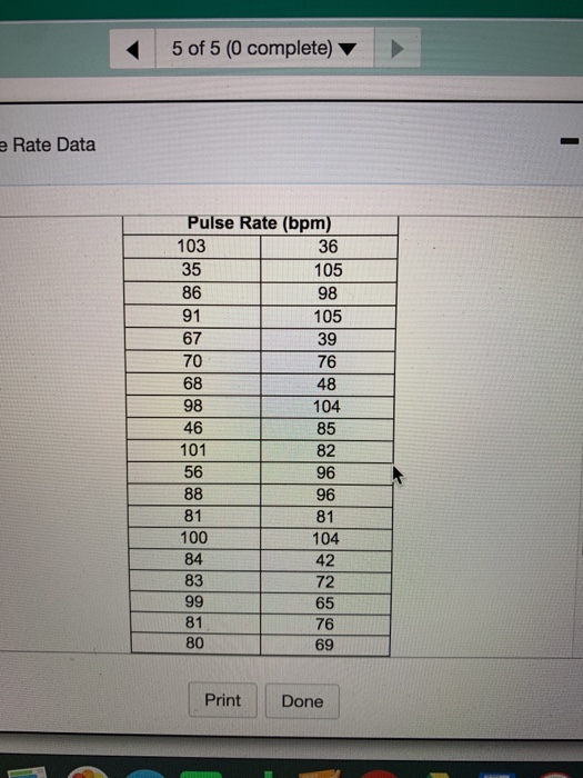 Solved Use the pulse rates in beats per minute (bpm) of a | Chegg.com