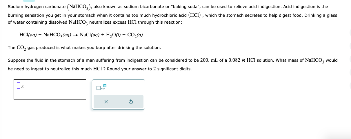 Solved Sodium hydrogen carbonate (NaHCO3), also known as | Chegg.com
