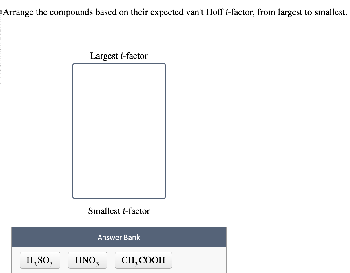 Solved Arrange the compounds based on their expected van't | Chegg.com
