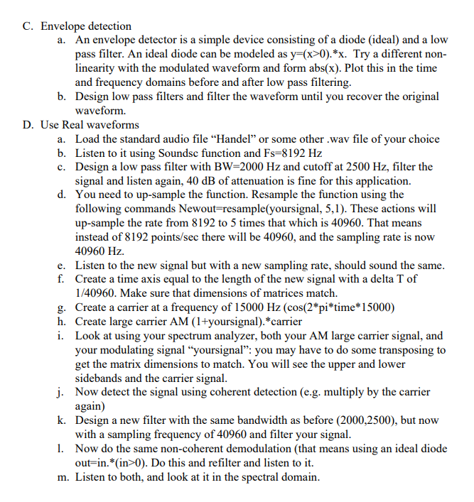 C. Envelope detection a. An envelope detector is a | Chegg.com