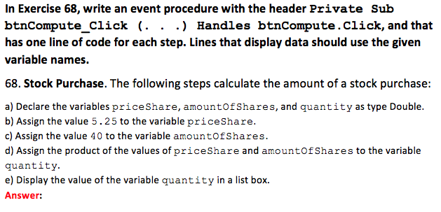 Solved In Exercise 68 Write An Event Procedure With The