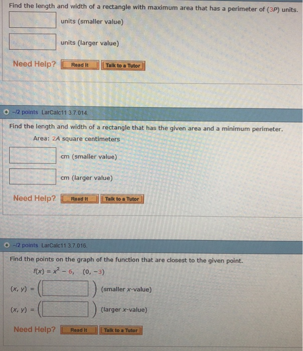 Solved Find the length and width of a rectangle with maximum | Chegg.com
