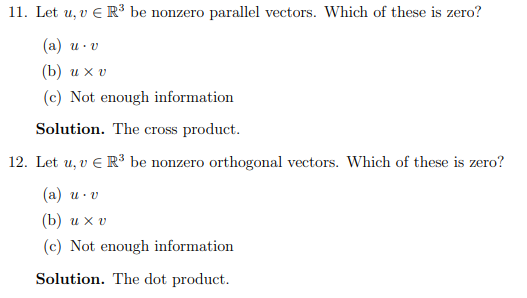 Solved 11. Let u,v∈R3 be nonzero parallel vectors. Which of | Chegg.com