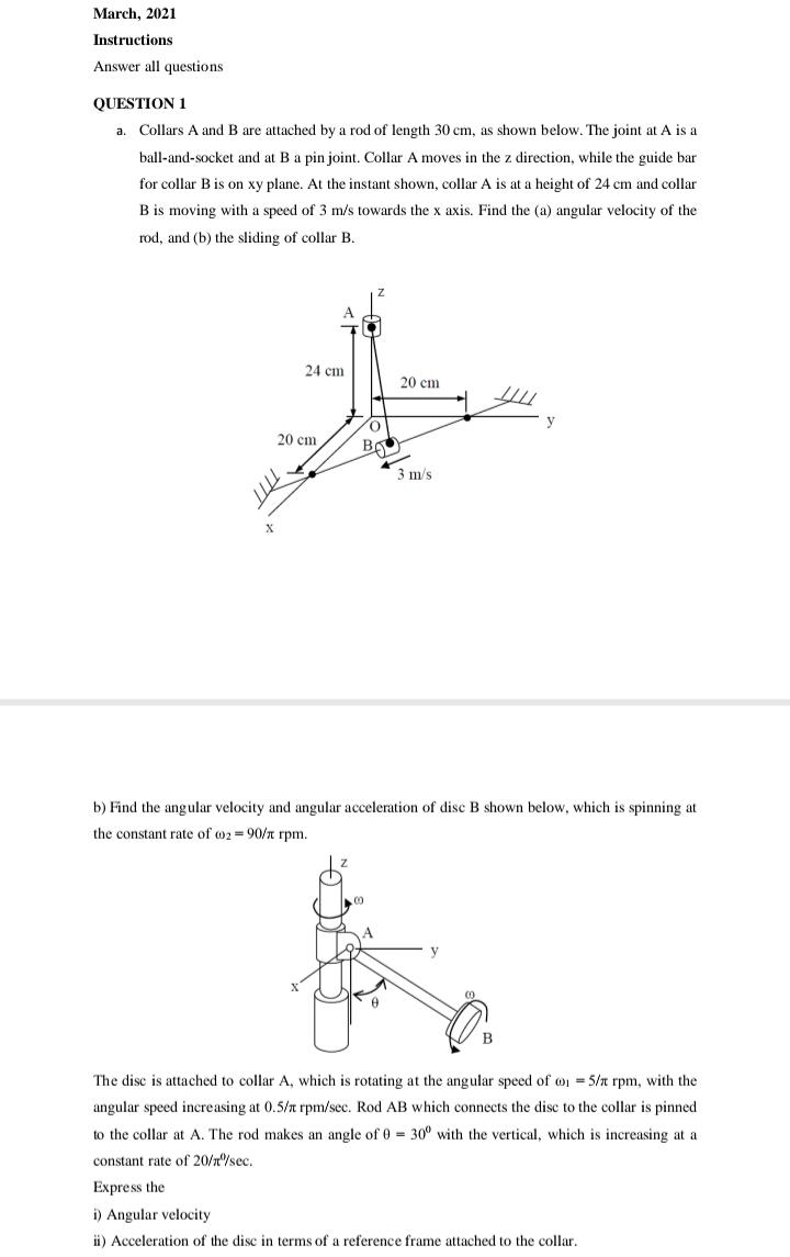 Solved March, 2021 Instructions Answer all questions a | Chegg.com