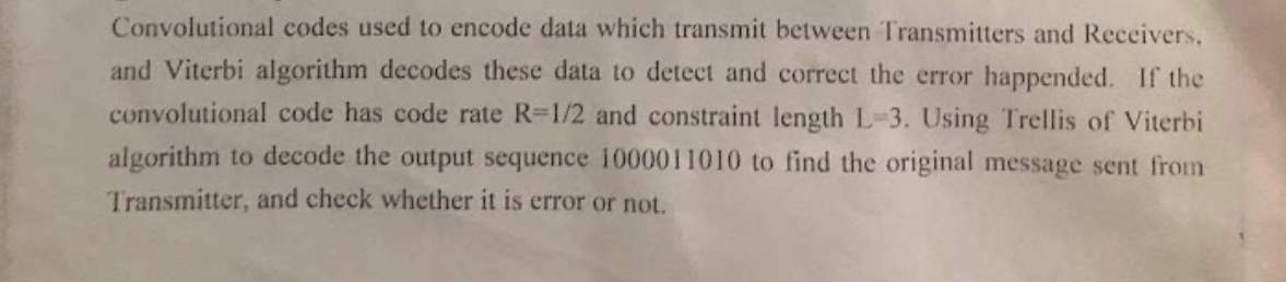 Solved Convolutional codes used to encode data which | Chegg.com