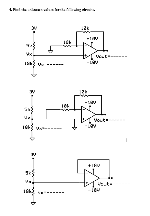 Solved 4. Find the unknown values for the following | Chegg.com
