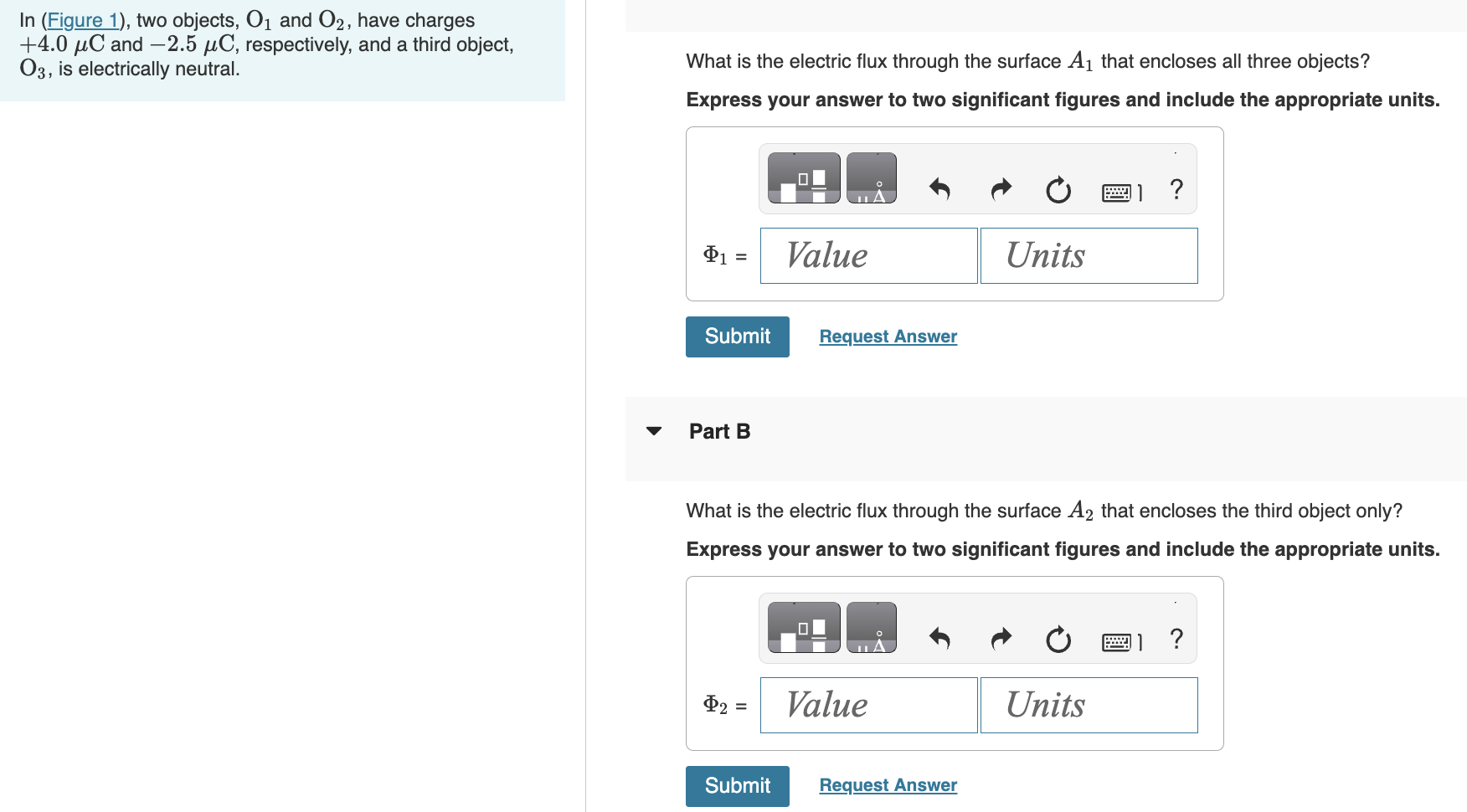 Solved In (Figure 1), two objects, O1 and O2, have charges | Chegg.com