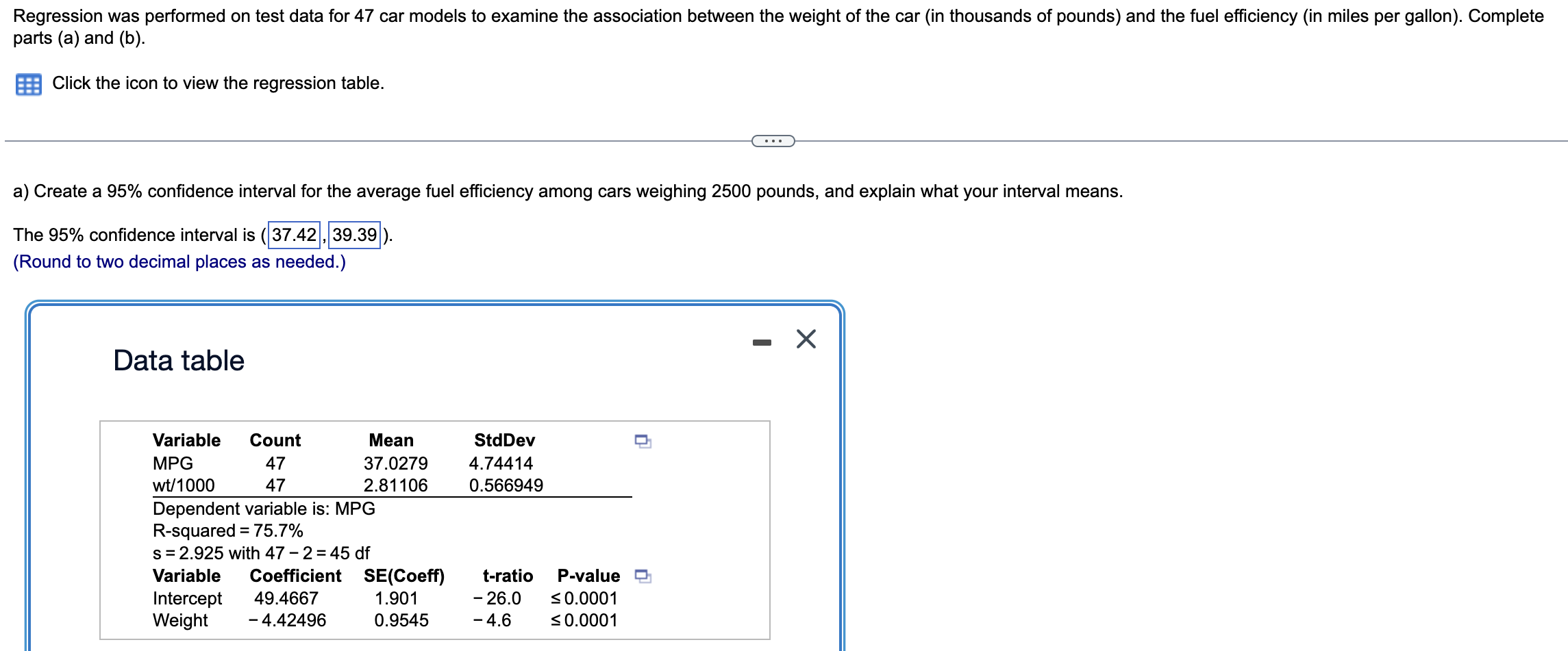 Solved parts (a) and (b). Click the icon to view the | Chegg.com