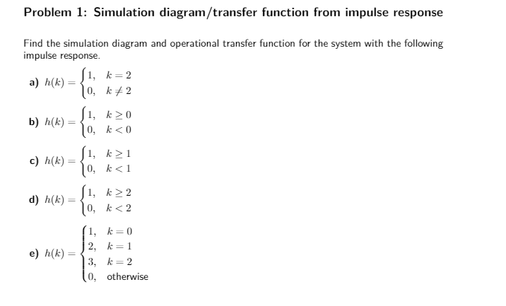 Solved Problem 1: Simulation diagram/transfer function from | Chegg.com