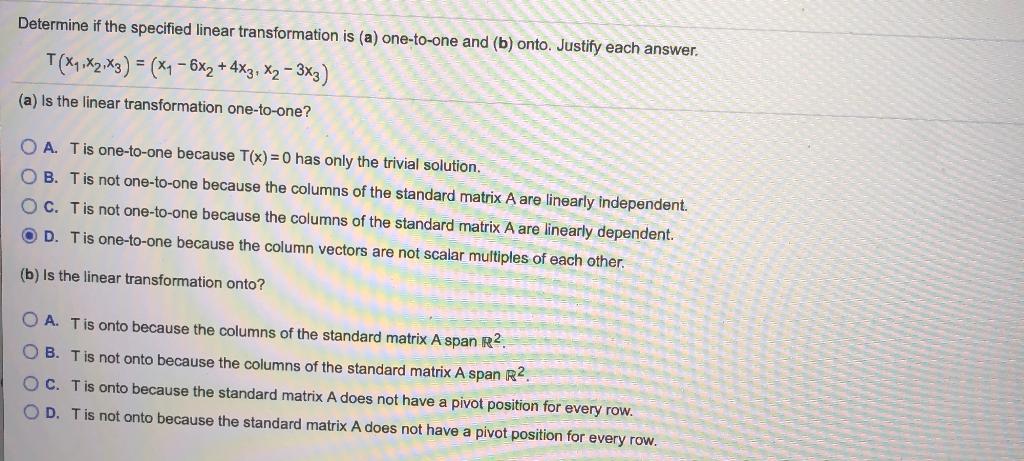 Solved Determine if the specified linear transformation is | Chegg.com