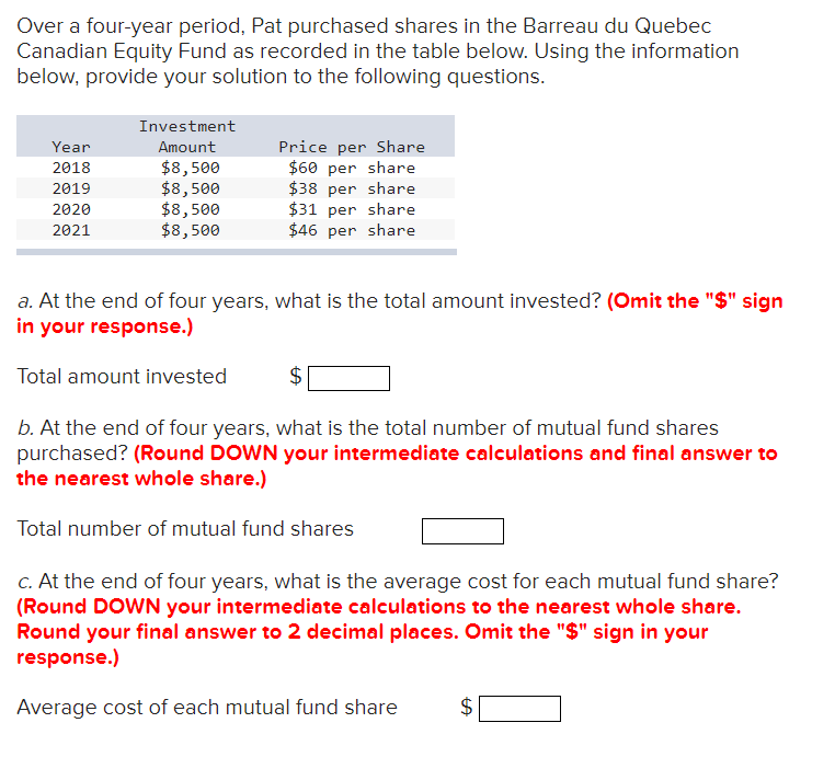 Solved Over a four-year period, Pat purchased shares in the | Chegg.com