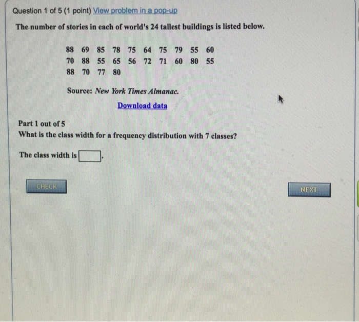 Solved Question 1 of 5 (1 point) View problem in a pop-up | Chegg.com