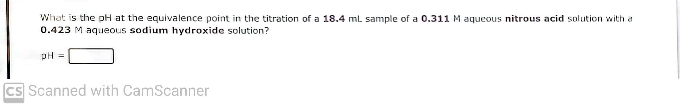 Solved A 31.2 mL sample of a 0.446M aqueous hypochlorous | Chegg.com