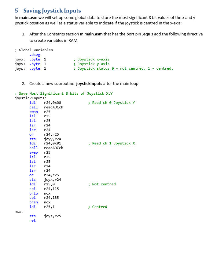 Digital Our programming will look at joystick voltage | Chegg.com