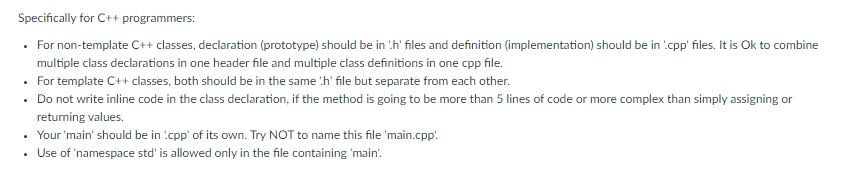 Solved Complete this in c++. Make sure you meet all the | Chegg.com