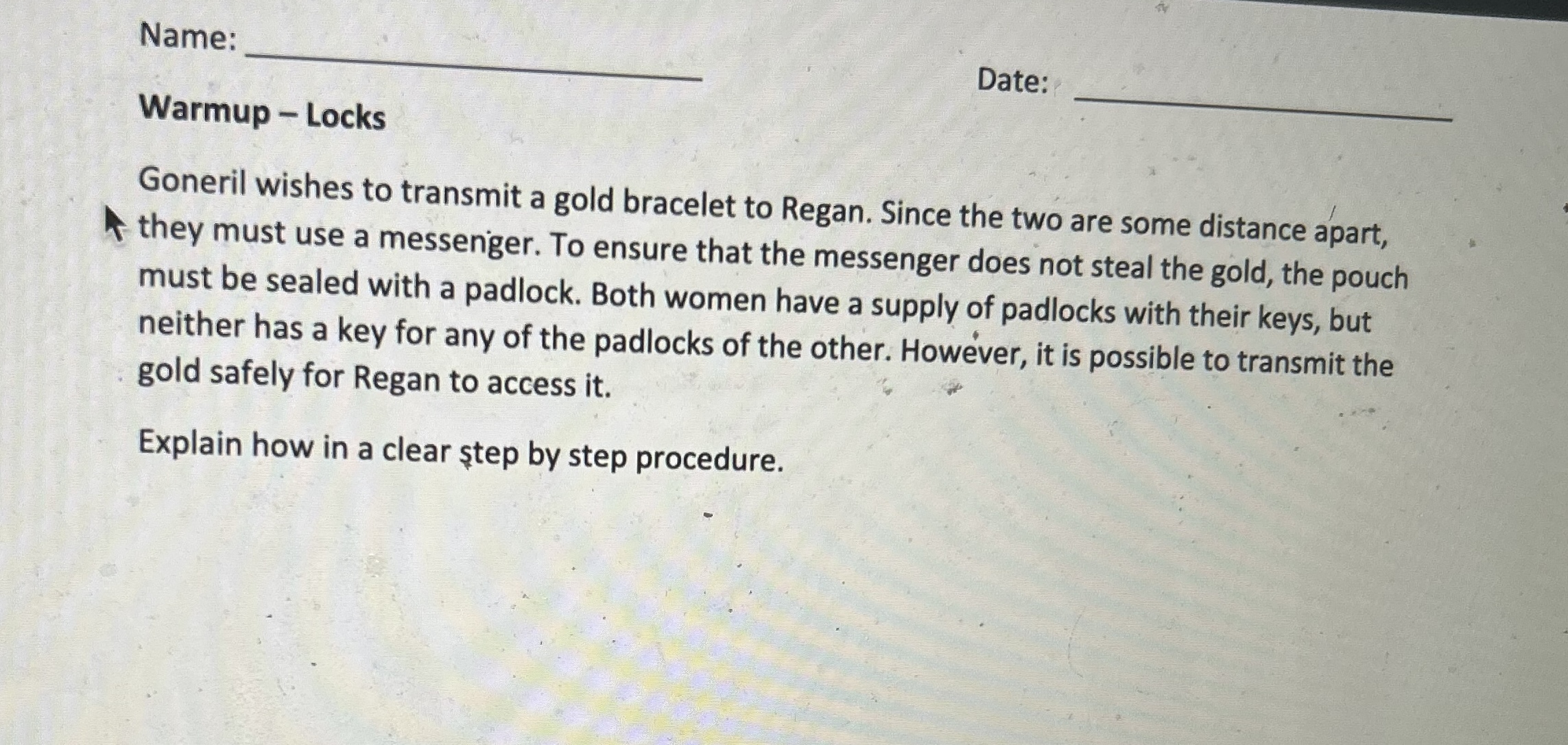 Solved Goneril wishes to transmit a gold bracelet to Regan. | Chegg.com