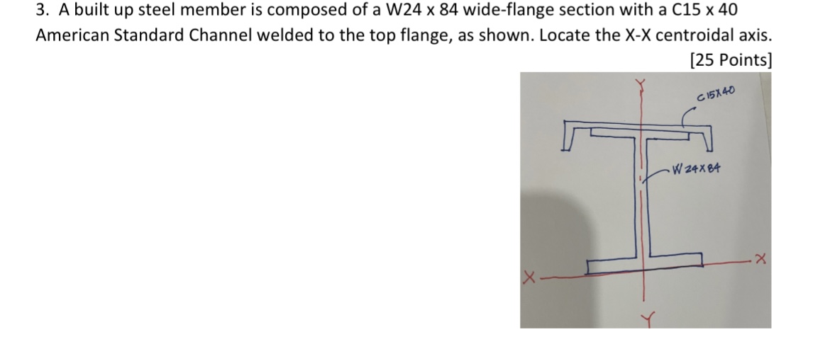 Solved 3. A built up steel member is composed of a W24 ×84 | Chegg.com
