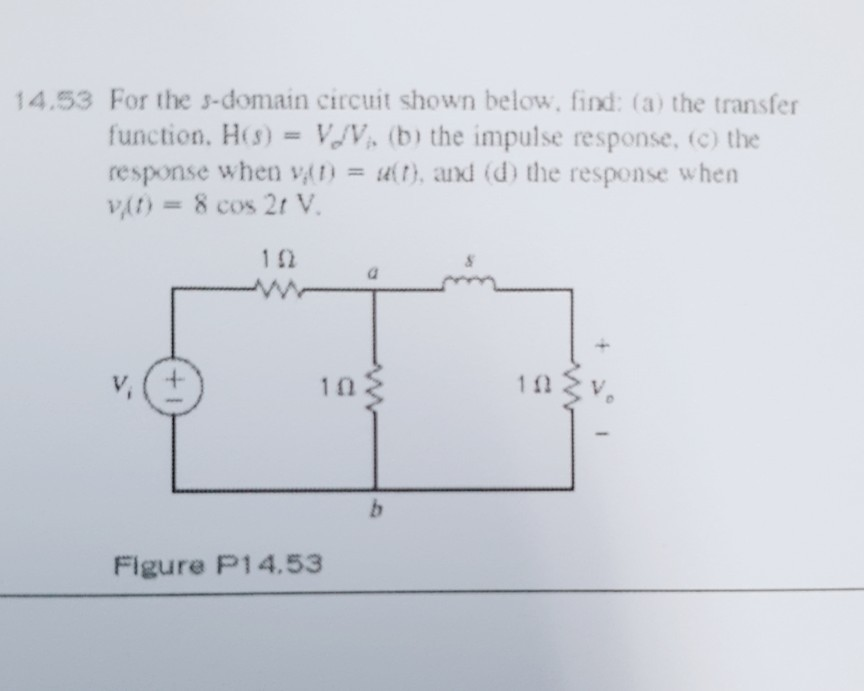 Solved 14.53 For the s-domain circuit shown below, find: (a) | Chegg.com