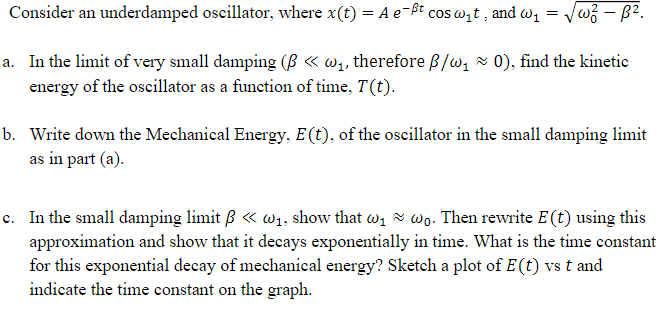 Solved Consider an underdamped oscillator, where | Chegg.com