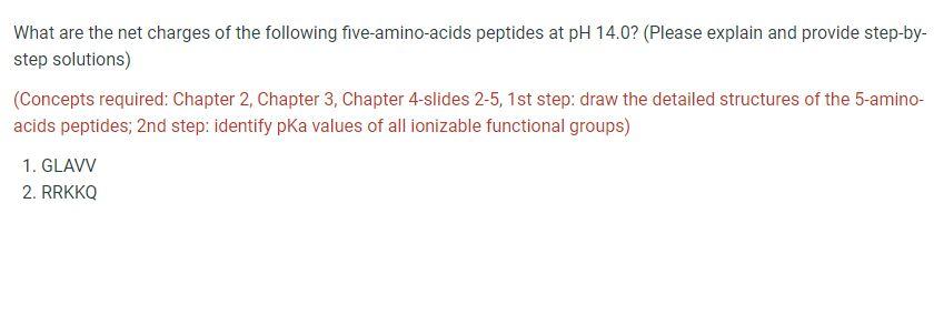 Solved What are the net charges of the following | Chegg.com