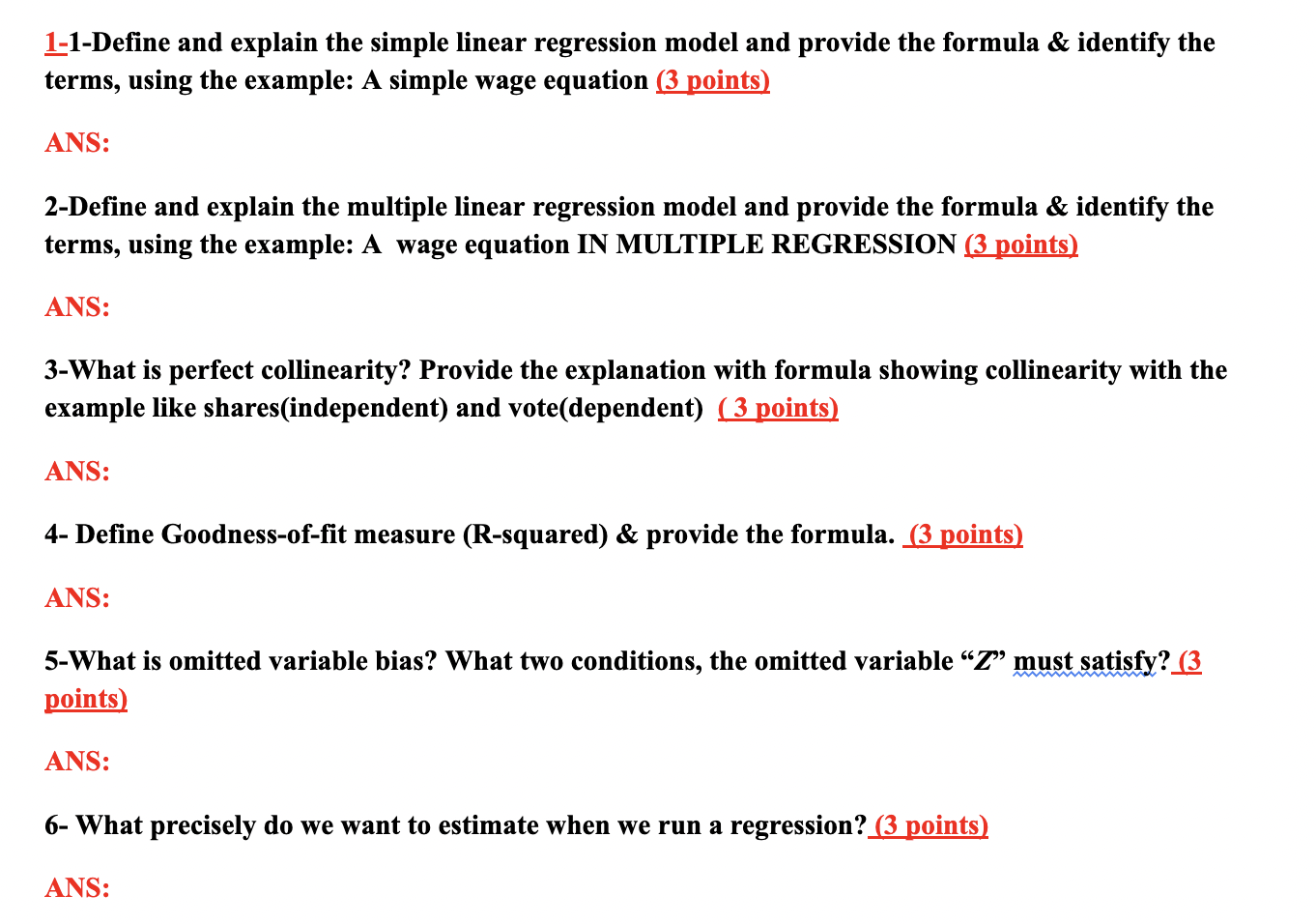 Solved 1-1-Define and explain the simple linear regression | Chegg.com