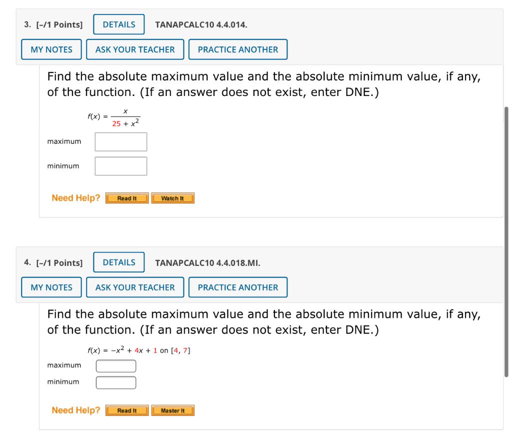 Solved 3. [-/1 Points) DETAILS TANAPCALC10 4.4.014. MY NOTES | Chegg.com Solved 3. [-/1 Points) DETAILS TANAPCALC10 4.4.014. MY NOTES | Chegg.com