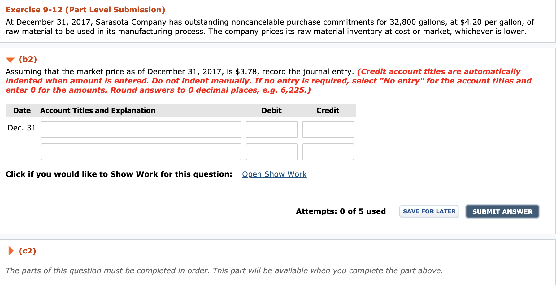 Solved Exercise 9-12 (Part Level Submission) At December 31, | Chegg.com