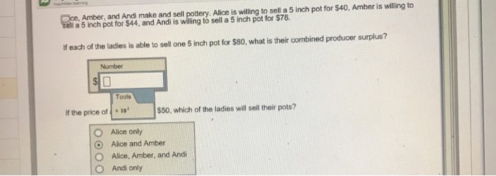 Solved Amber, and Andi make and sell Alice is willing to | Chegg.com