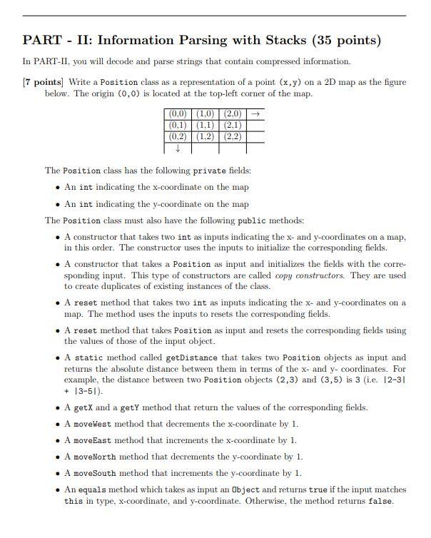 Solved PART - II: Information Parsing with Stacks (35 | Chegg.com