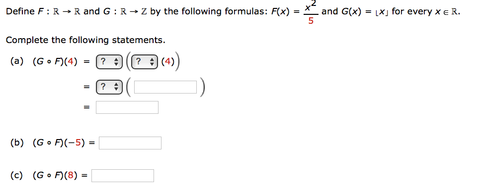 Solved Define F:R → Rand G: R^Z by the following formulas: | Chegg.com