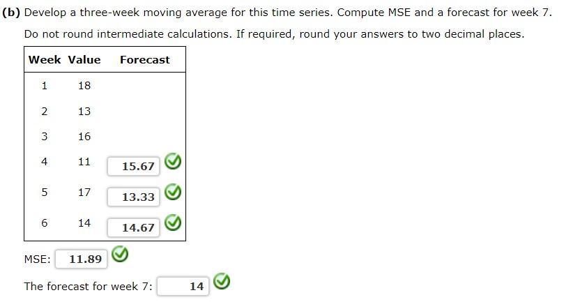 Solved Consider the following time series data. (a) Choose | Chegg.com