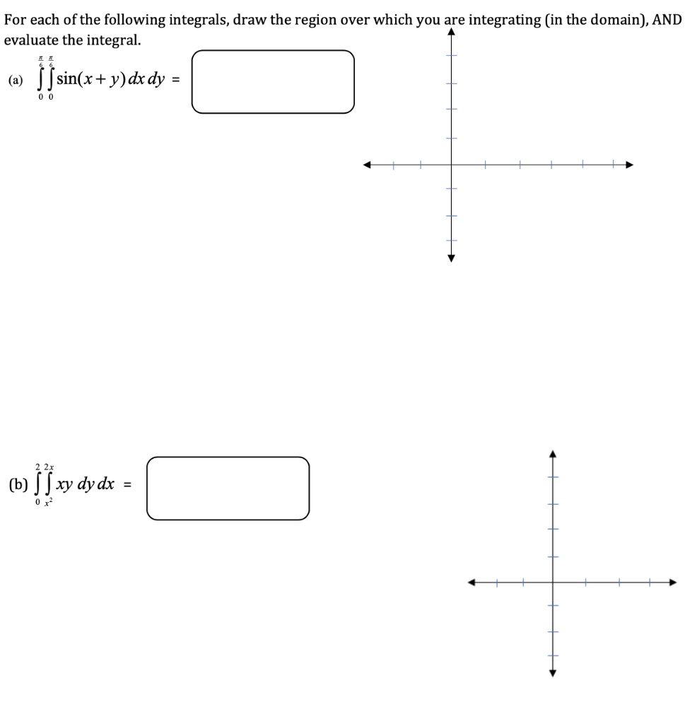 Solved For each of the following integrals, draw the region | Chegg.com