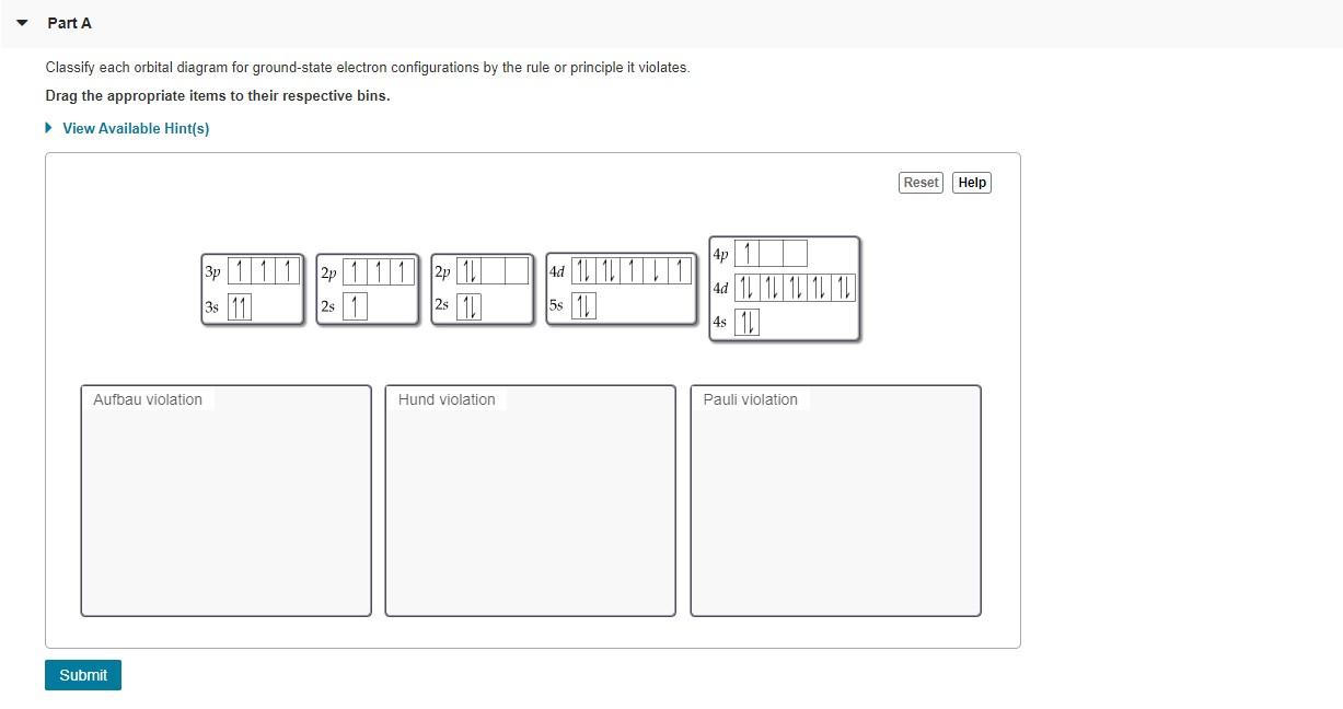 Solved Part A Classify each orbital diagram for ground-state | Chegg.com