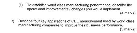 Solved (ii) To establish world class manufacturing | Chegg.com