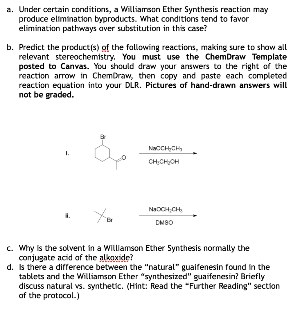 Solved a. Under certain conditions, a Williamson Ether | Chegg.com