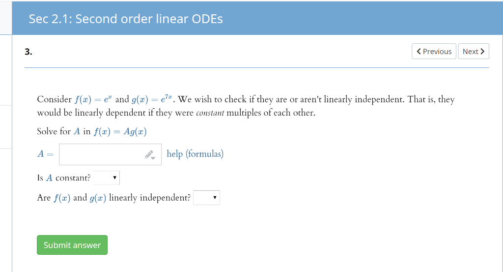 Solved Sec 2.1: Second order linear ODES | Chegg.com