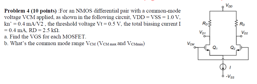 Solved Voo RDS SRO Problem 4 (10 points): For an NMOS | Chegg.com