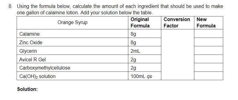 89 8. Using the formula below, calculate the amount | Chegg.com