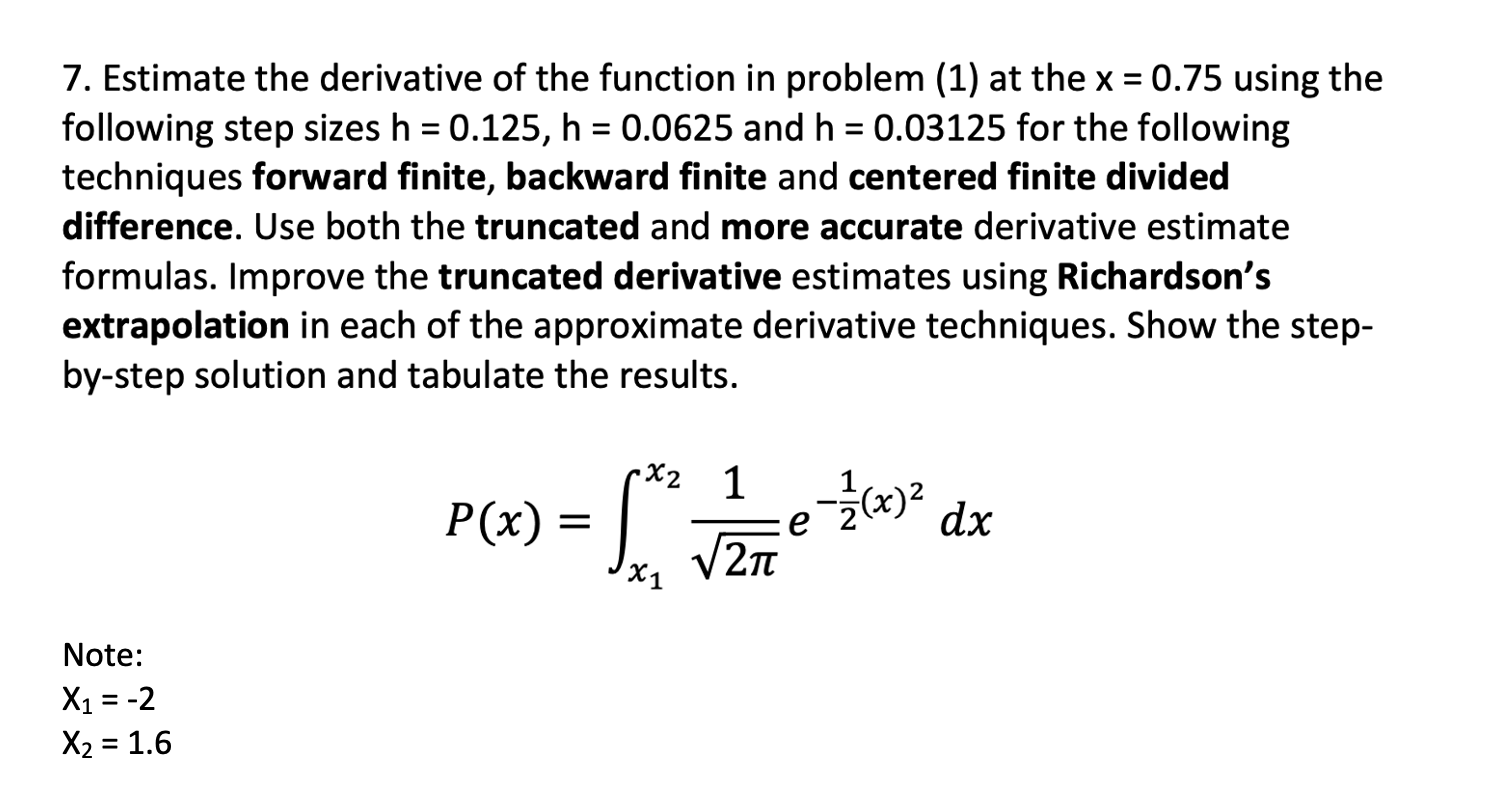 Solved = = 7. Estimate the derivative of the function in | Chegg.com