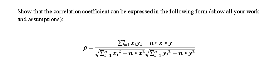 Solved Show that the correlation coefficient can be | Chegg.com