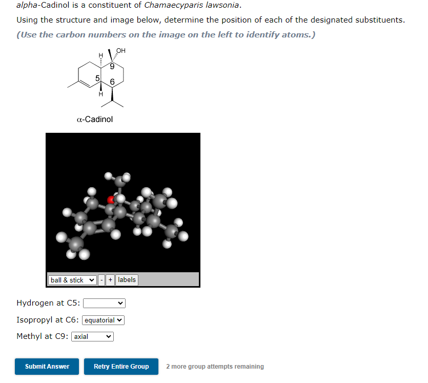Solved alpha-Cadinol is a constituent of Chamaecyparis | Chegg.com