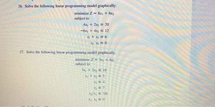 Solved 26. Solve the following linear programming model | Chegg.com