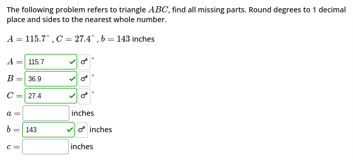 Solved The following problem refers to triangle ABC, find | Chegg.com