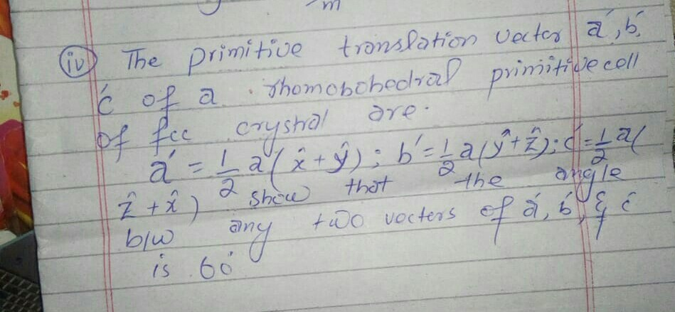 Solved The primitive translation vector a,b k of a | Chegg.com