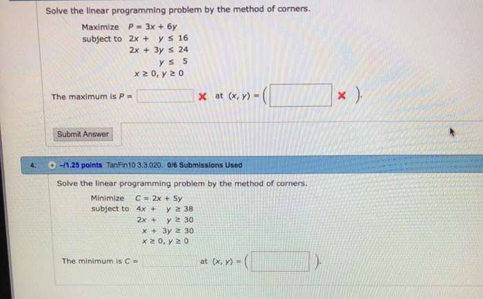 Solved Solve The Linear Programming Problem By The Method Of