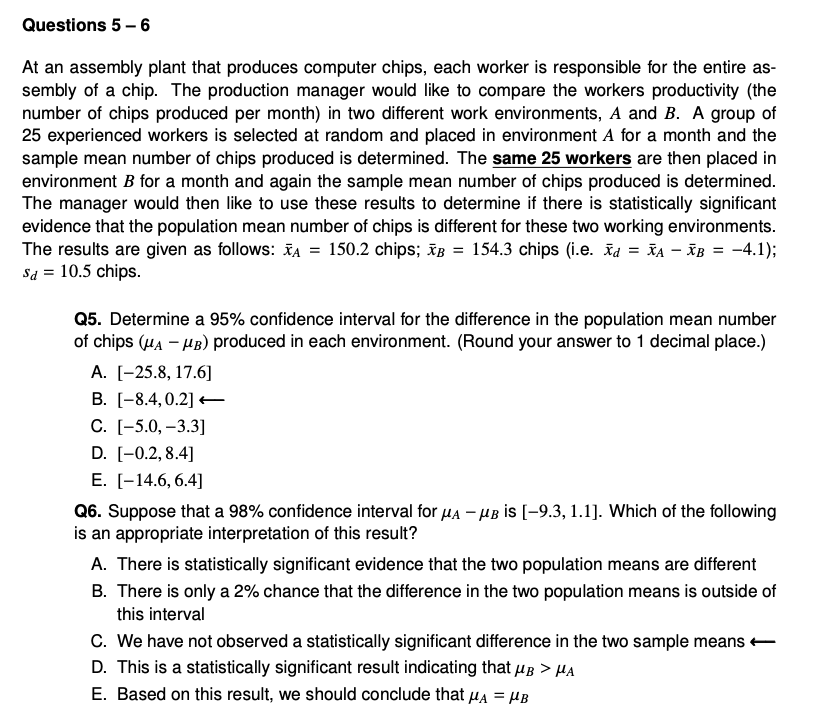 Solved Questions 5-6At an assembly plant that produces | Chegg.com
